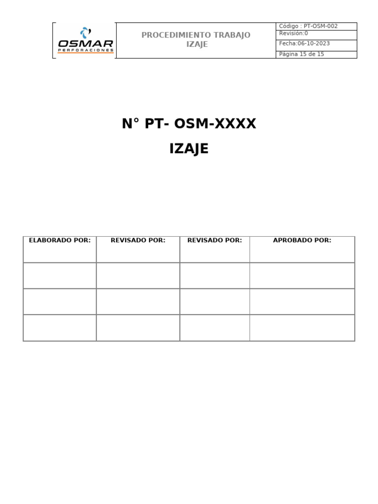 Formato Procedimiento OSM | PDF | Seguridad y salud ocupacional | Sistema de manejo de calidad