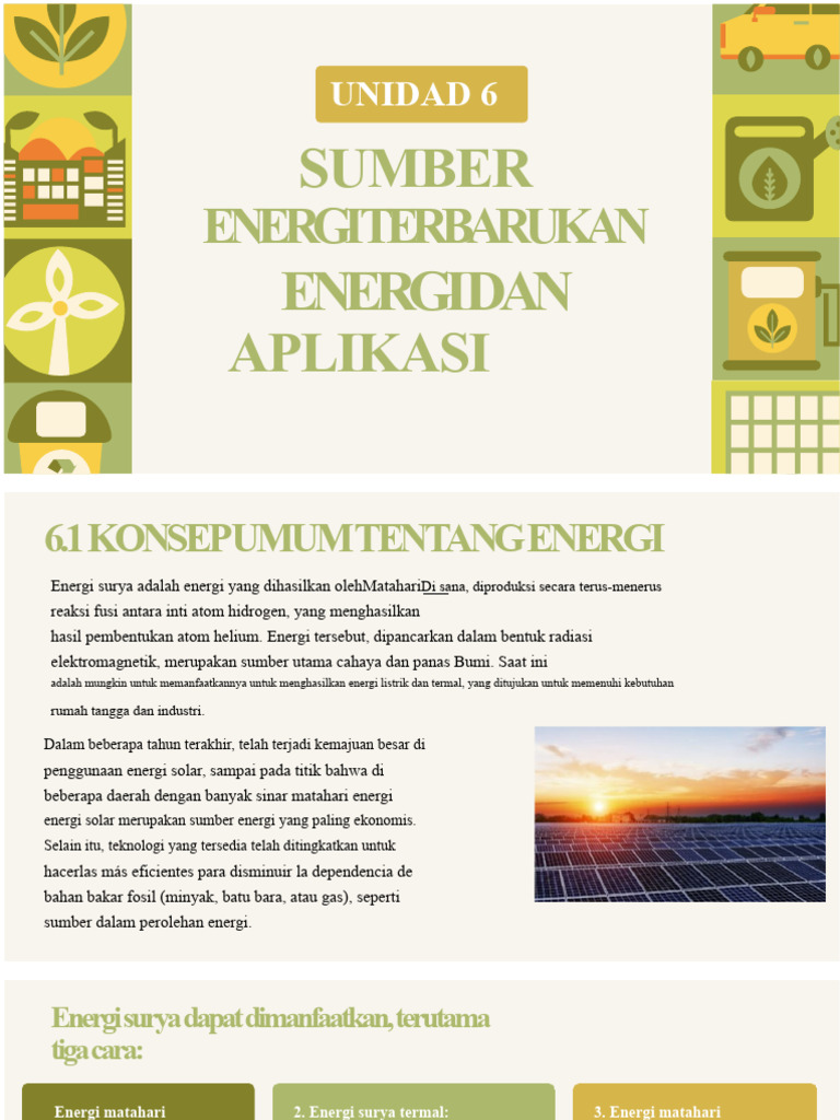 Unit 6. - Sumber Energi Terbarukan Dan Aplikasi | PDF
