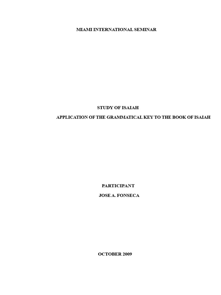 APPLICATION OF THE LITERARY KEY TO THE PROPHET ISAIAH | PDF | Book Of Isaiah | Isaiah