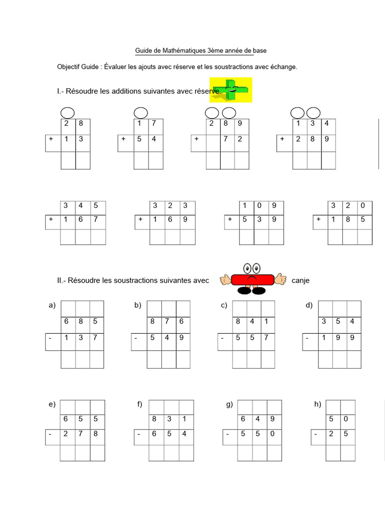 Guide de Mathématiques : Additions et Soustractions | PDF