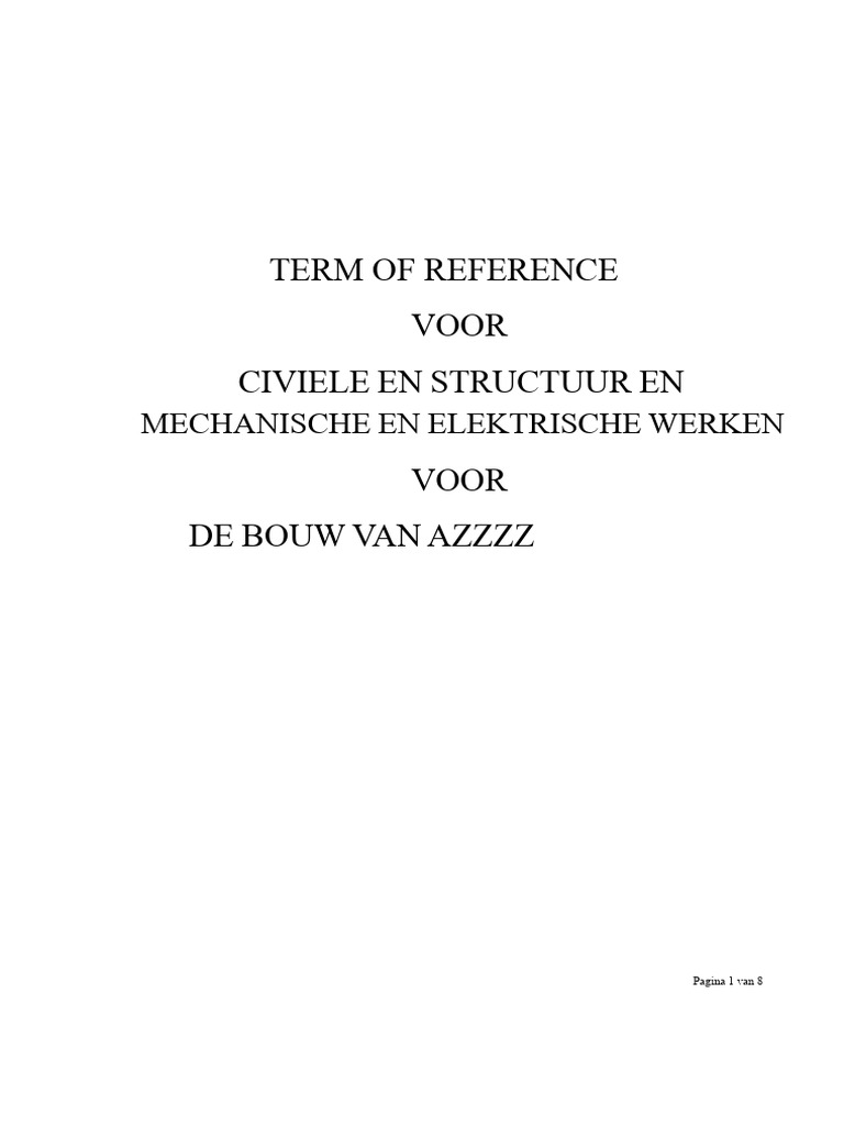 Voorbeeld TOR Voor Consultant | PDF