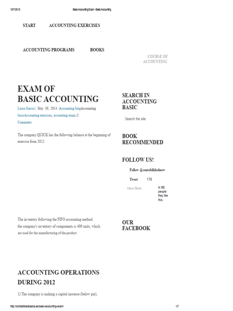Basic Accounting Exam - Basic Accounting | PDF | Accounting | Interest