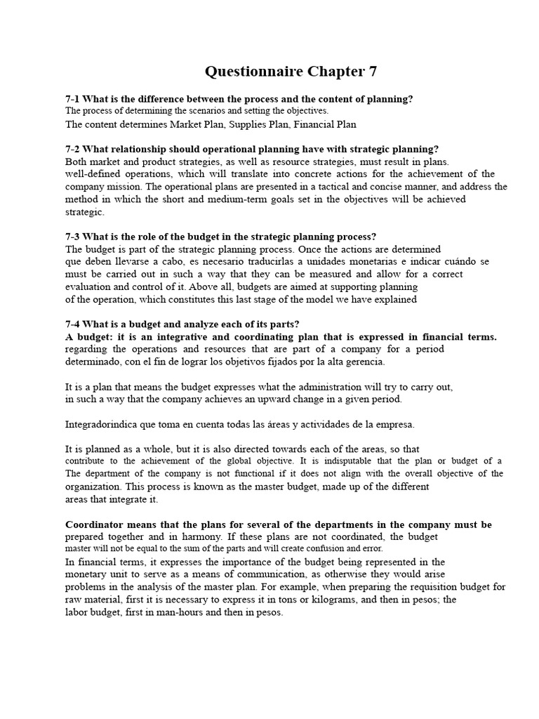 Questionnaire Chapter 7 Managerial Accounting | PDF | Balance Sheet ...