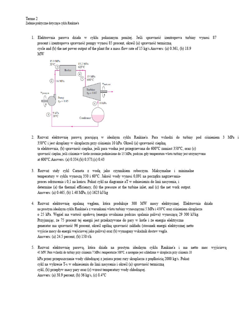 Problem Cyklu Rankine | PDF
