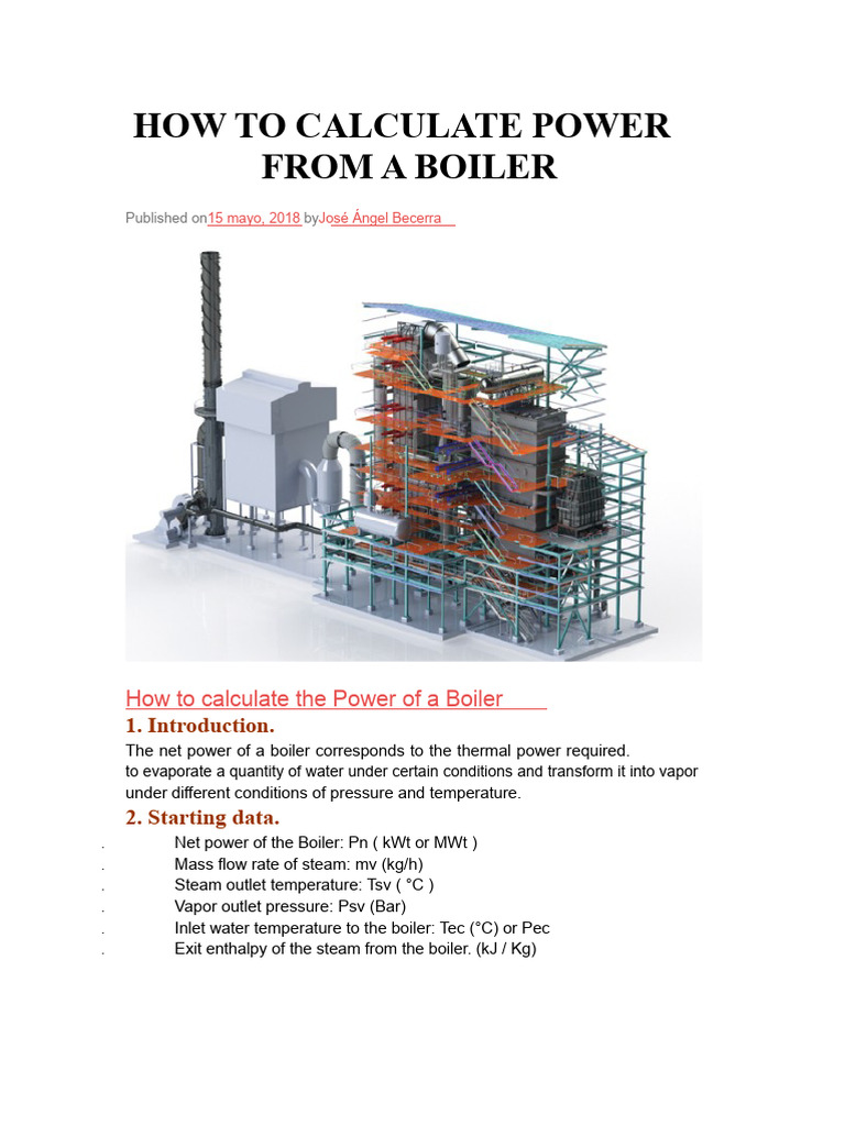 Boiler Power Calculation Guide | PDF | Steam | Enthalpy