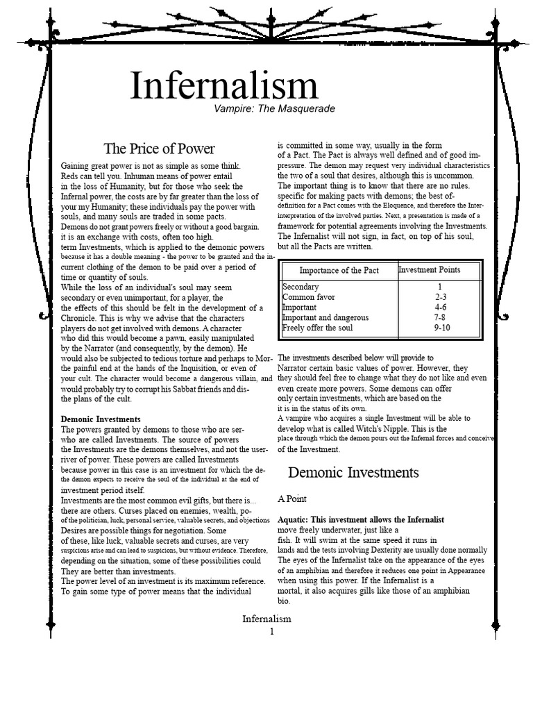 Book - Vampire - The Masquerade - Infernalism (RPGBR) | PDF | Demons | Hell