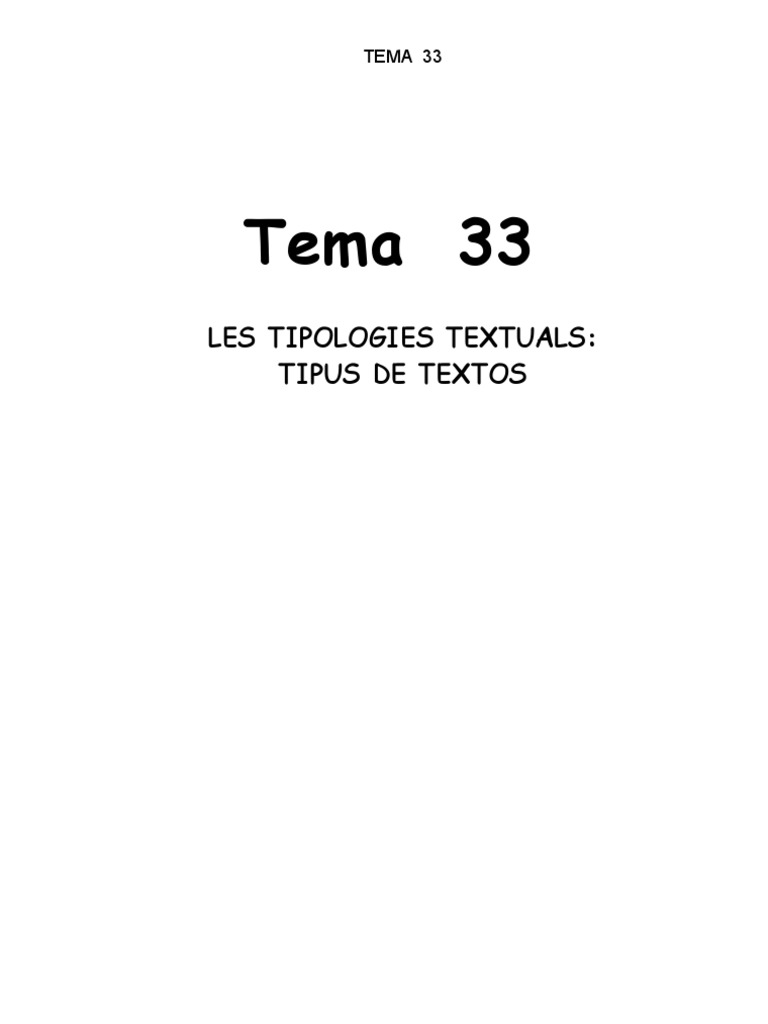 33 - Tema 33: Les Tipologies Textuals: Tipus de Textos | PDF