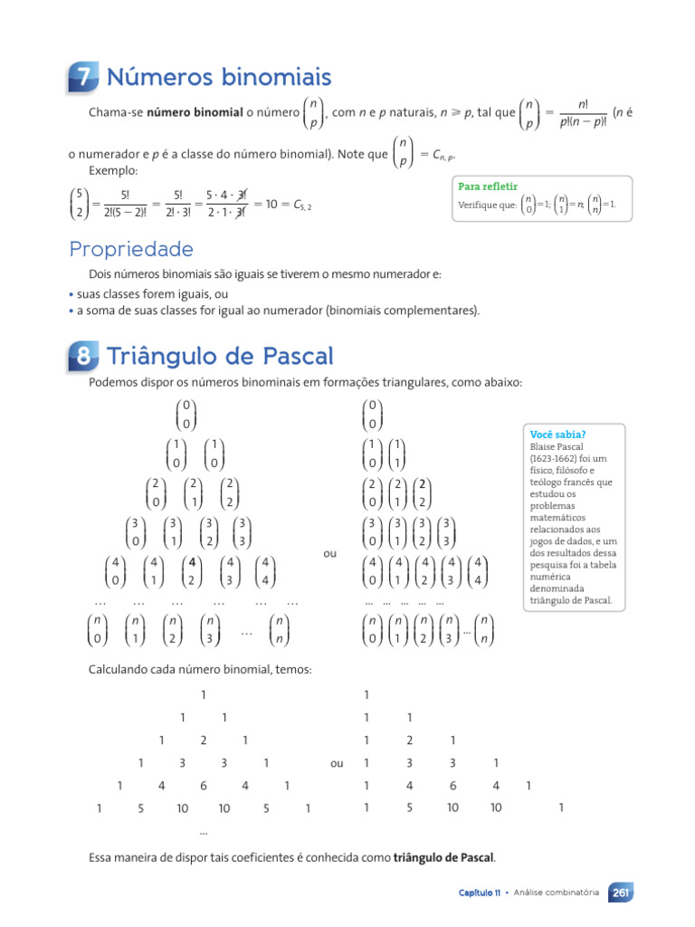 Material 5 - N-meros Binomiais e Bin-mio de Newton | PDF | Matemática | Matemática discreta