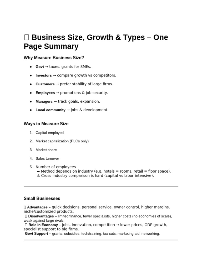 Business Size and Growth Overview | PDF | Mergers And Acquisitions ...