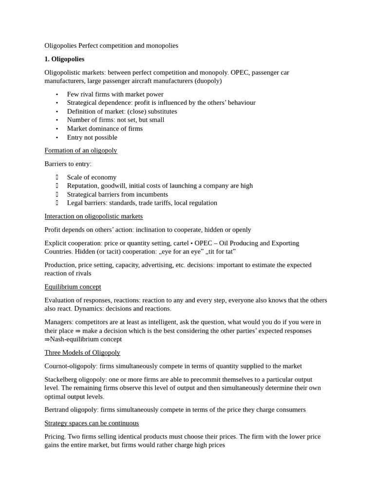 Understanding Oligopolies and Competition | PDF | Oligopoly | Demand