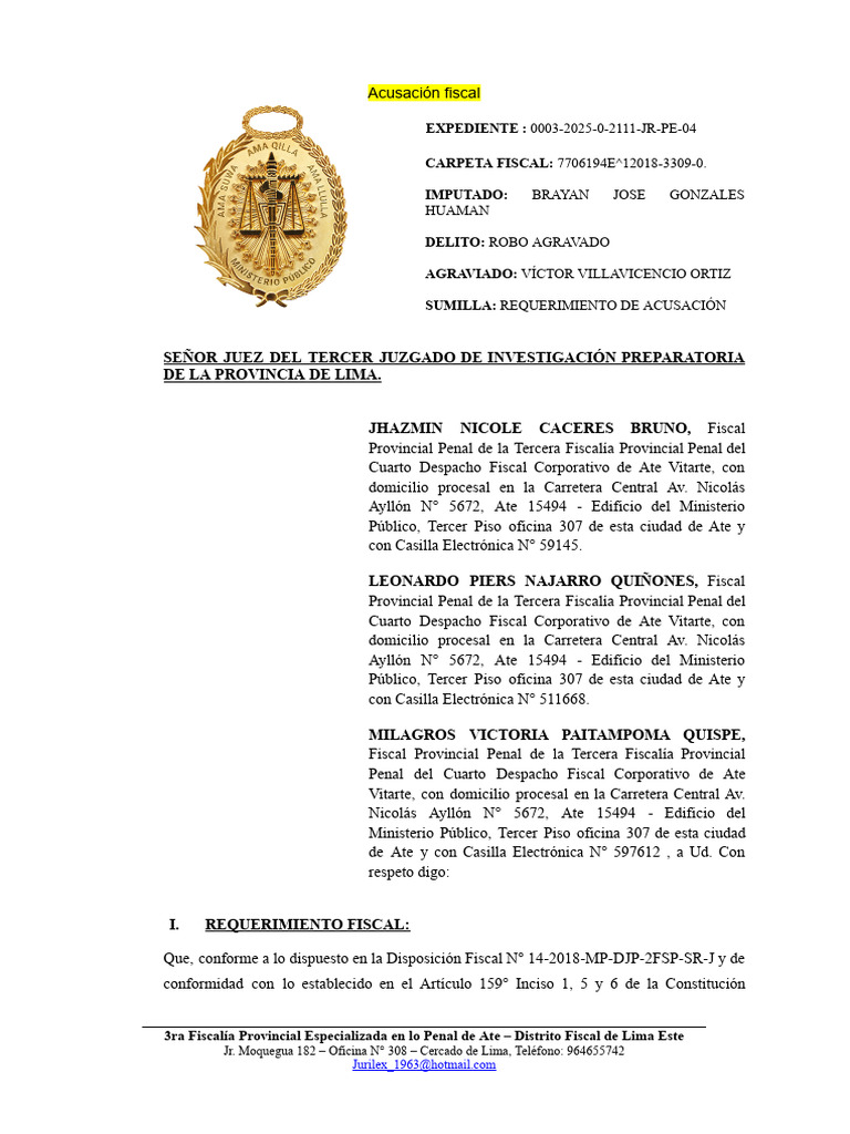 Caso 3 - Robo Agravado (Carpeta Fiscal) | PDF | Fiscal | Robo