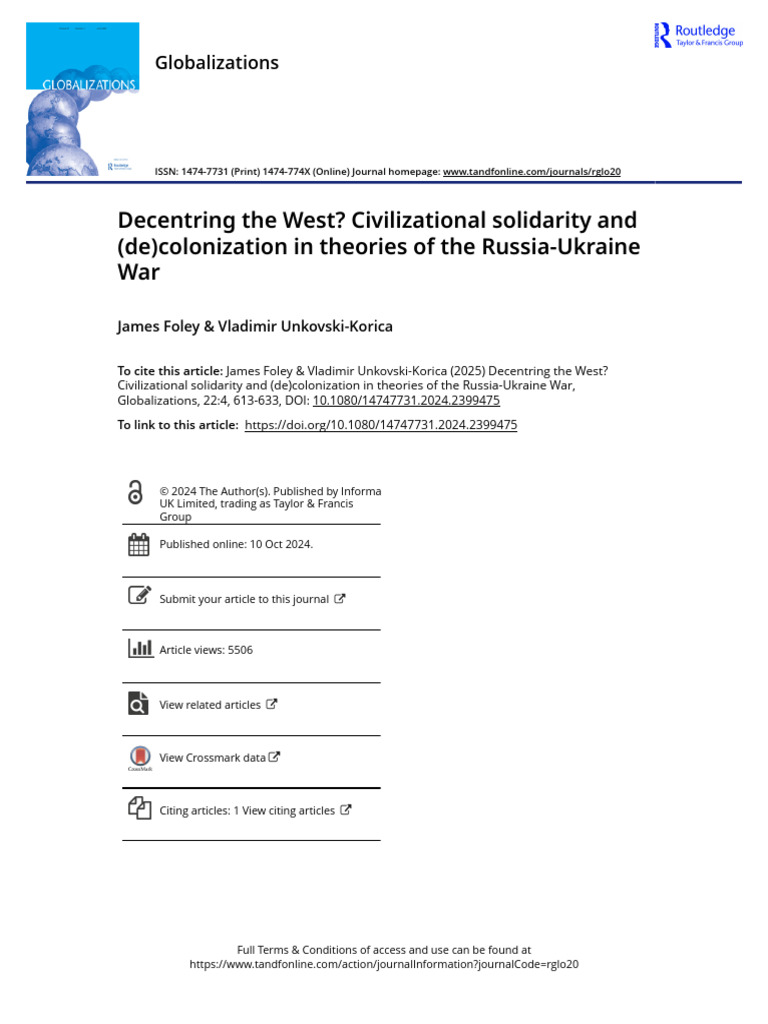 Decentring The West Civilizational Solidarity and de Colonization in ...