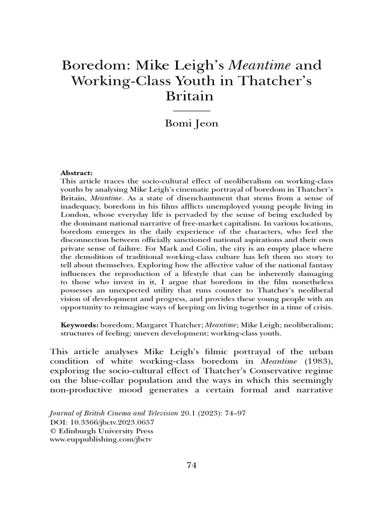 Jeon 2023 Boredom Mike Leigh S Meantime and Working Class Youth in ...