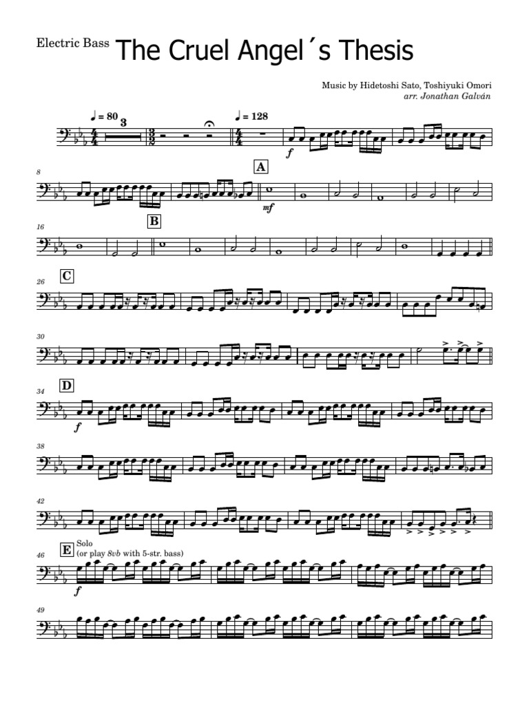 The Cruel Angels Thesis, Arr. JGC-Electric - Bass | PDF