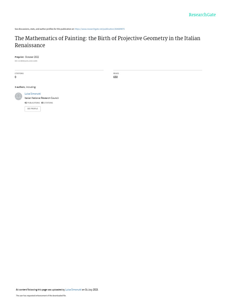 Projective Geometry in Renaissance Art | PDF | Cartesian Coordinate ...
