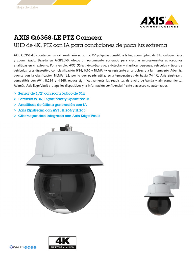 Cámara PTZ AXIS Q6358-LE 4K | PDF | Protocolos de internet | Tecnología ...