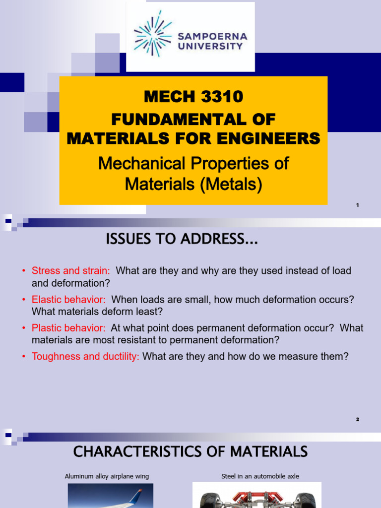 MECH3310-Ch 6 Mechanical Properties of Metals 1 | PDF | Deformation ...