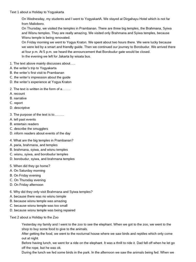 Soal Recount Text | PDF | Las Vegas Strip