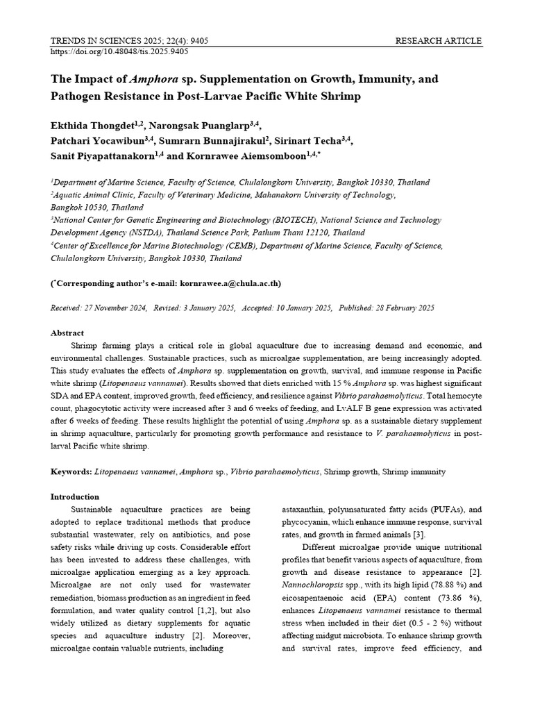 The Impact of Amphora SP Supplementation On Growth | PDF | Omega 3 ...