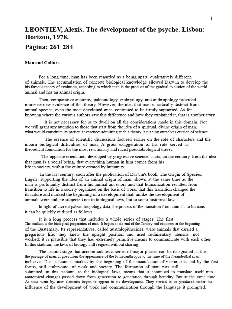 LEONTIEV Alexis. Man and Culture | PDF | Race (Human Categorization ...