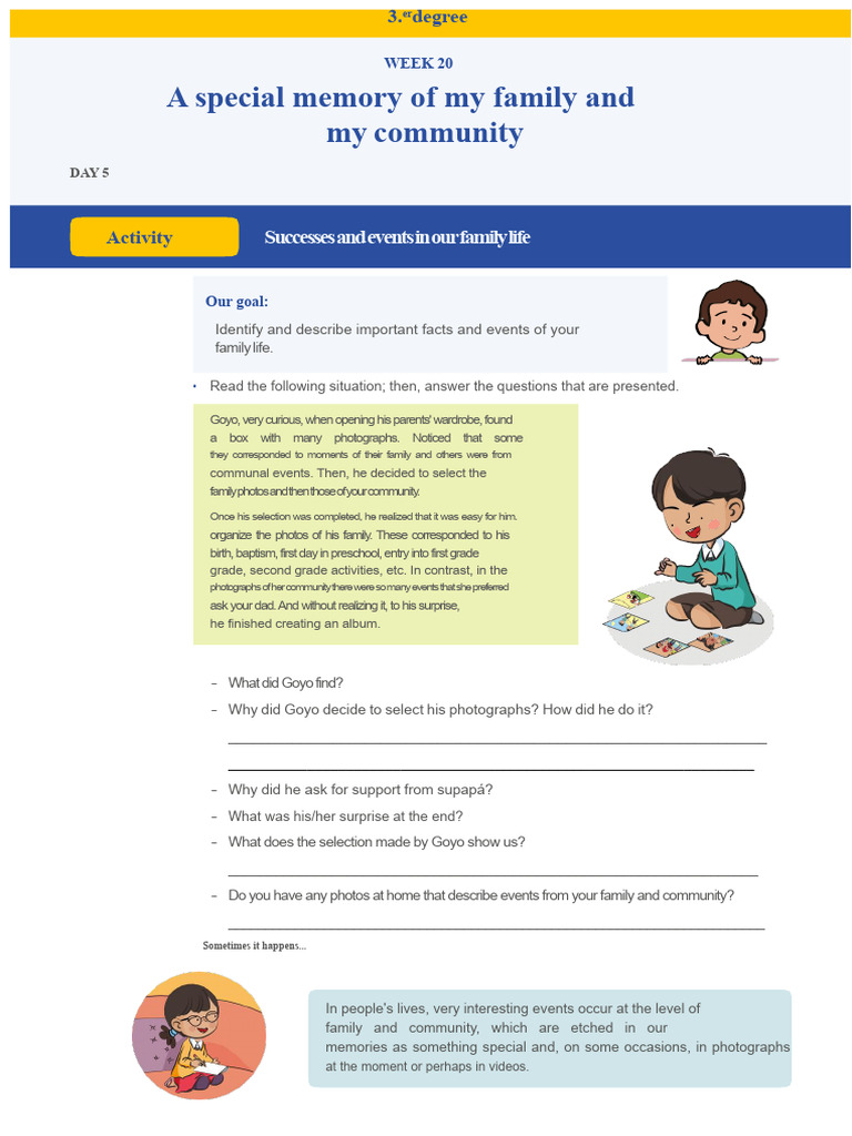 Events and Occurrences in Our Family Life | PDF | Cognition