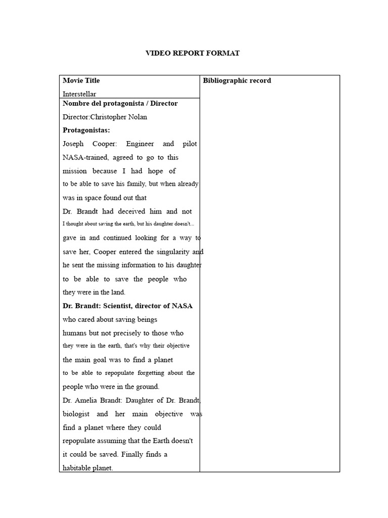 Interstellar report | PDF