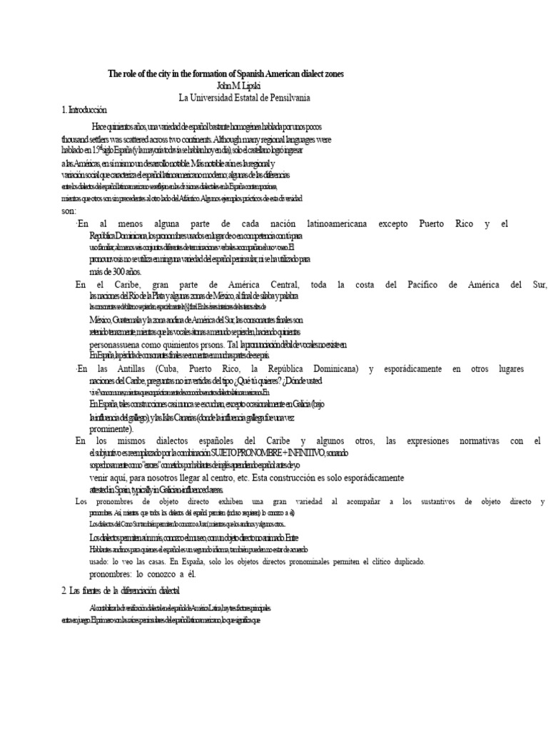 Zonas de dialecto hispanoamericano - John Lipsky | PDF | Lengua española | caribe