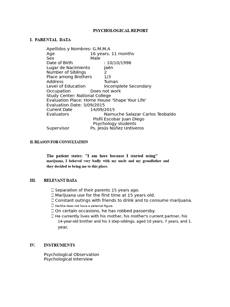 Final Psychological Report | PDF | Thought | Memory