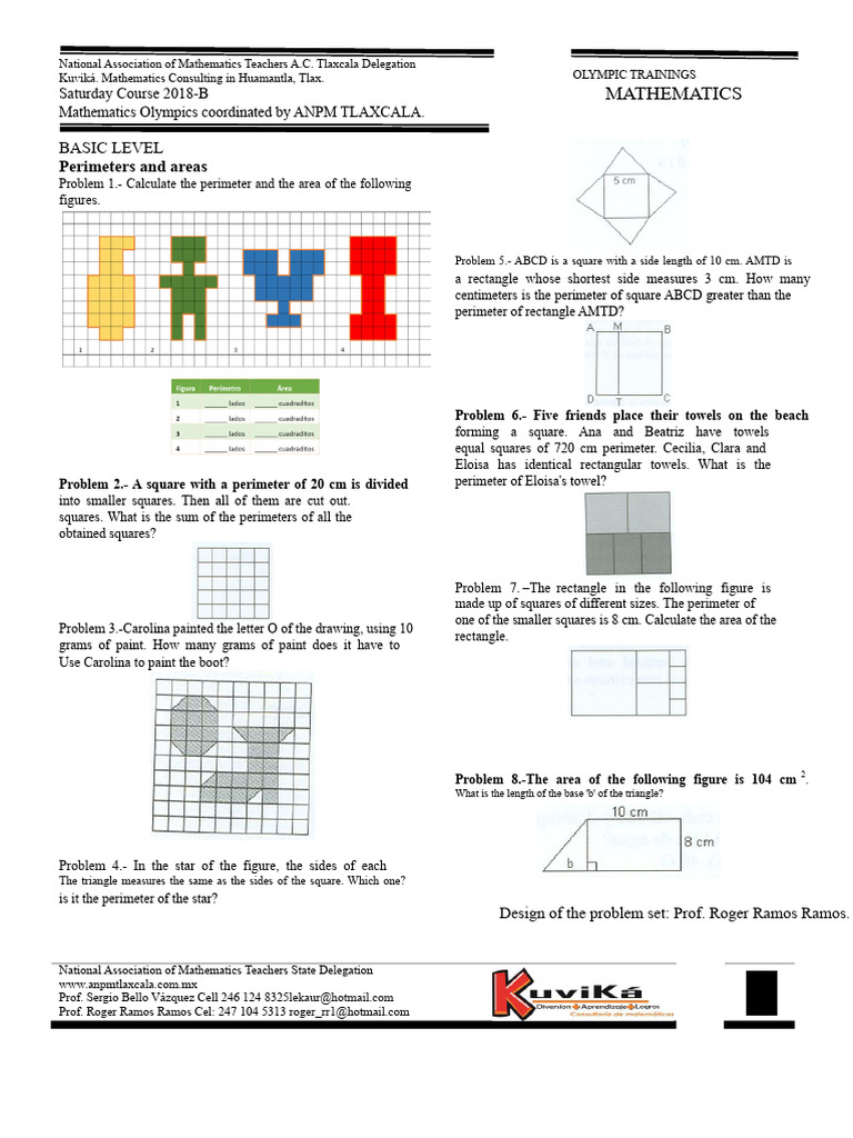 TRAINING 6 Perimeters and Areas | PDF | Area | Rectangle