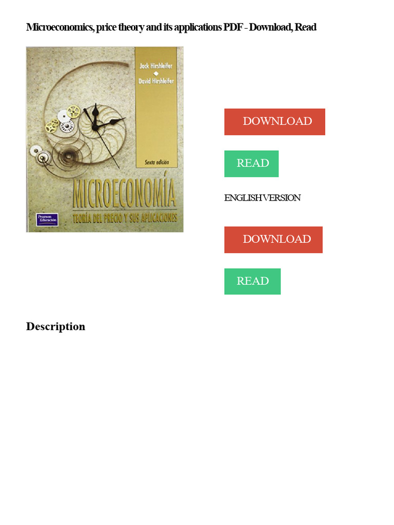 Microeconomics Price Theory Overview | PDF | Microeconomics | Economics