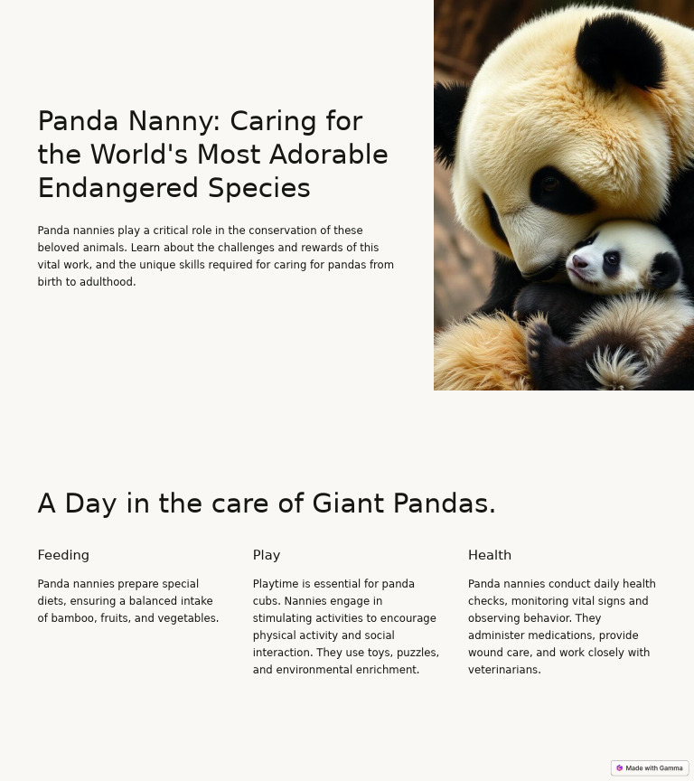 Panda Nannies: Care for Giant Pandas | PDF