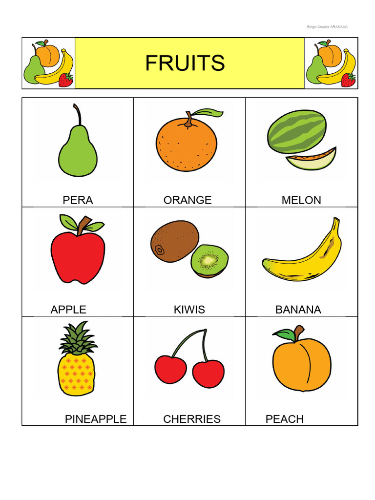 Plantillas Bingo de Frutas | PDF