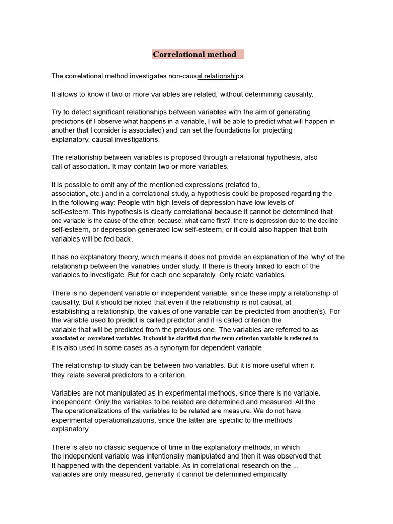 Correlational Method (Theoretical) | PDF | Dependent And Independent ...