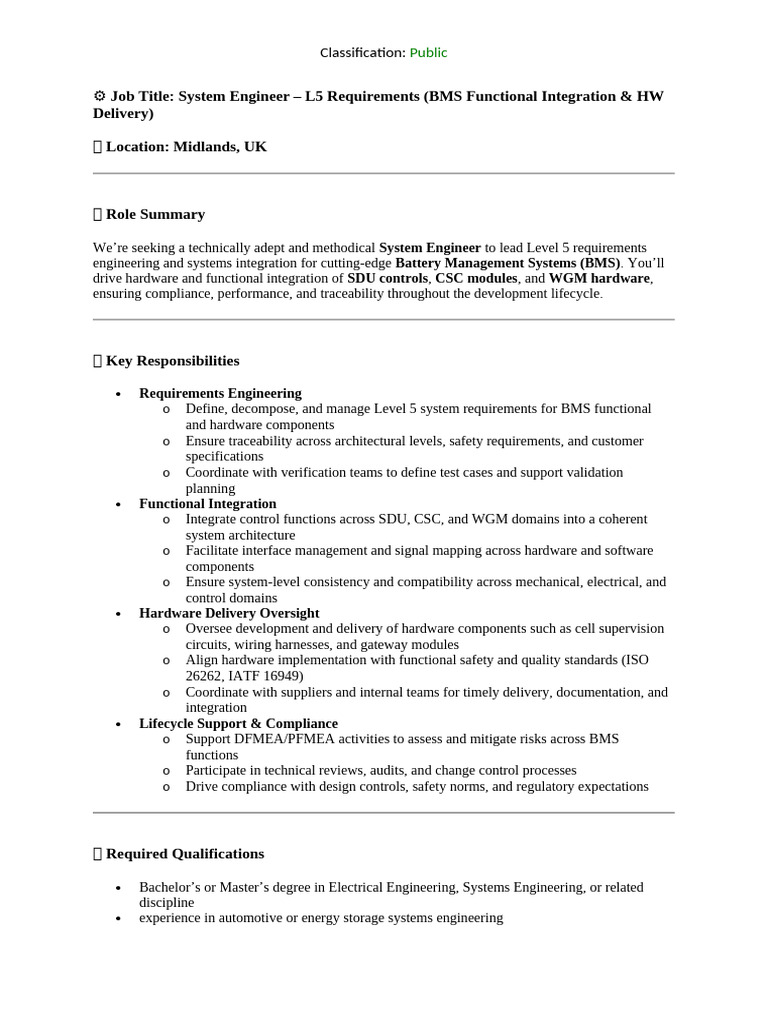System Engineer Job Description | PDF | Systems Engineering | Engineering