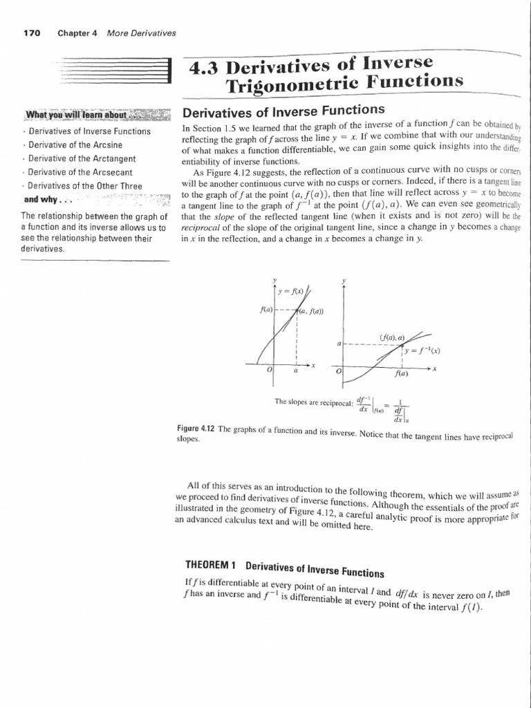 Derivatives of Inverse Trigonometric Functions | PDF | Trigonometric ...