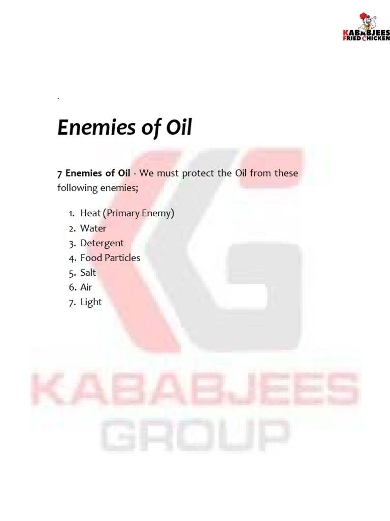 7 Enemies of Oil Explained | PDF