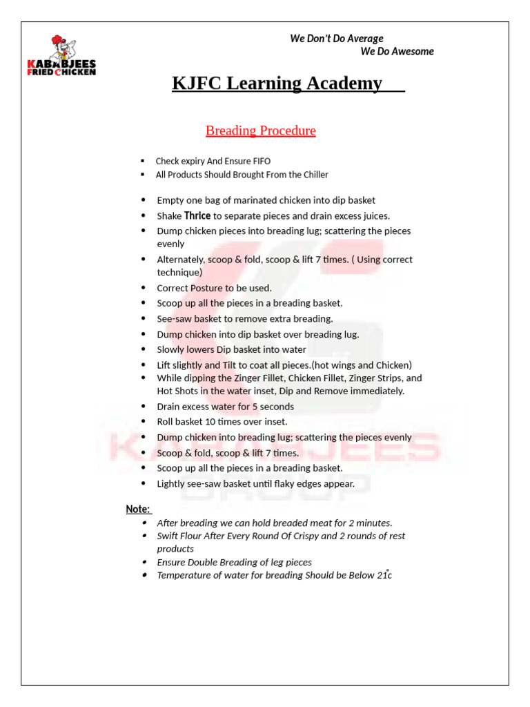 Breading Procedure KJFC | PDF
