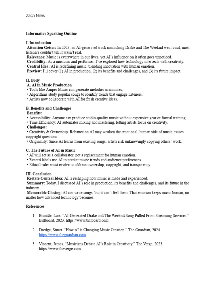 Informative Speaking Notes | PDF