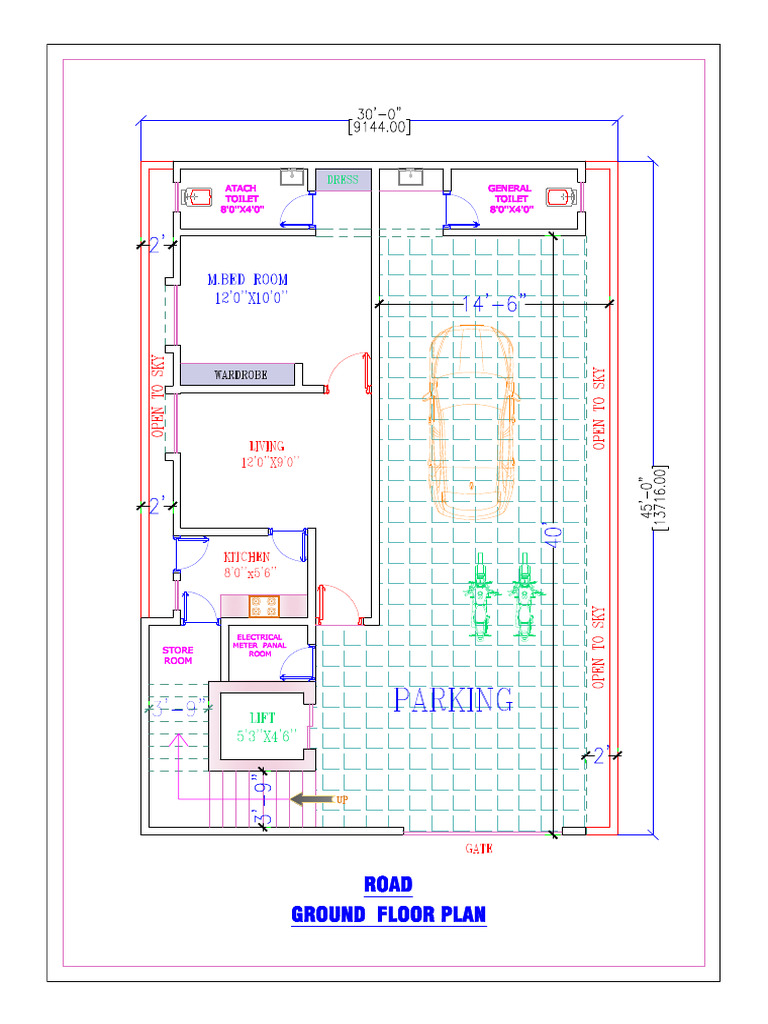 30'x45' Ground Floor Plan | PDF