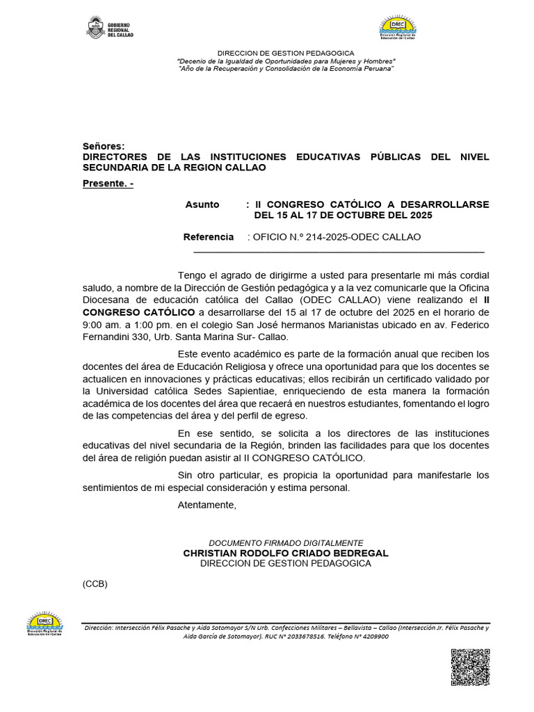 Oficio Múltiple #000388-2025-DREC-DGP | PDF