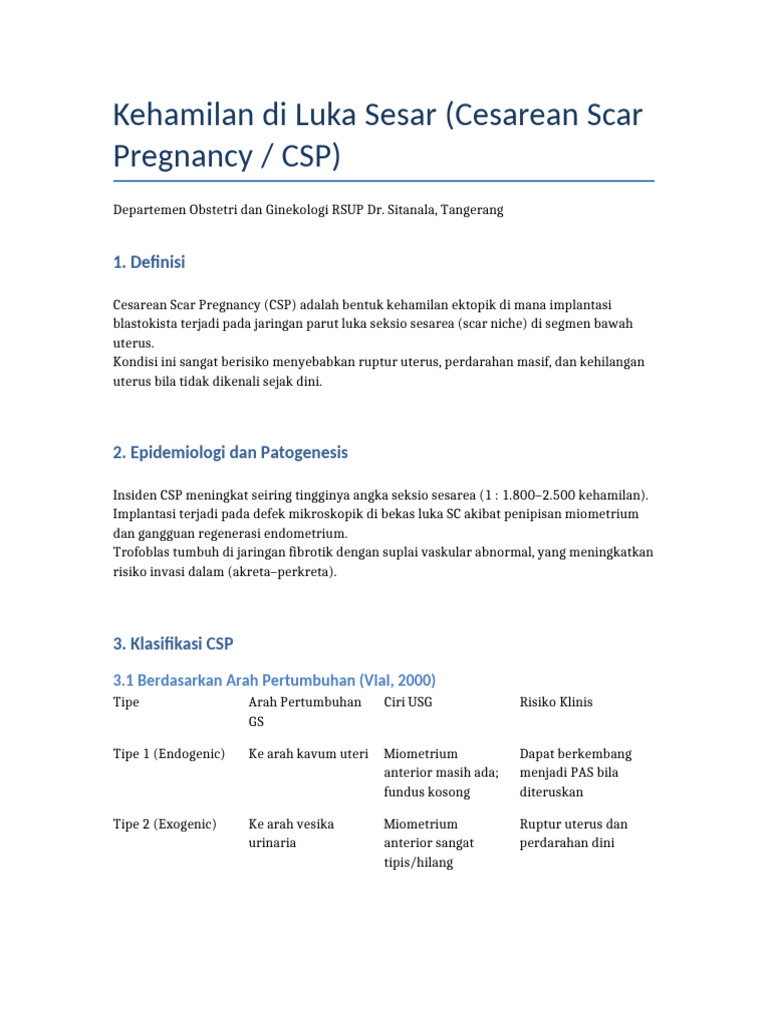 Kehamilan Di Luka Sesar CSP | PDF