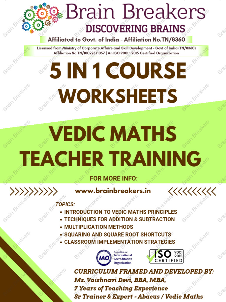 Vedic Maths Teacher Training Course | PDF | Chess Theory | Chess