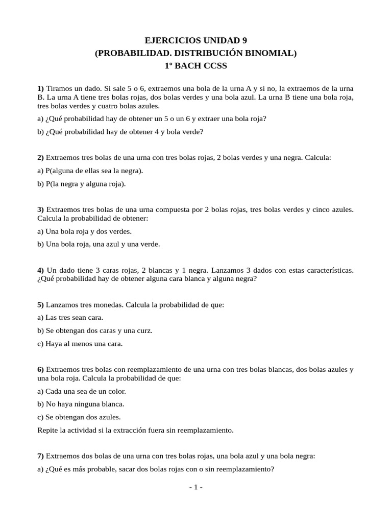 Ejercicios Probabilidad Dist Binomial - Macsi | PDF | Jugando a las ...