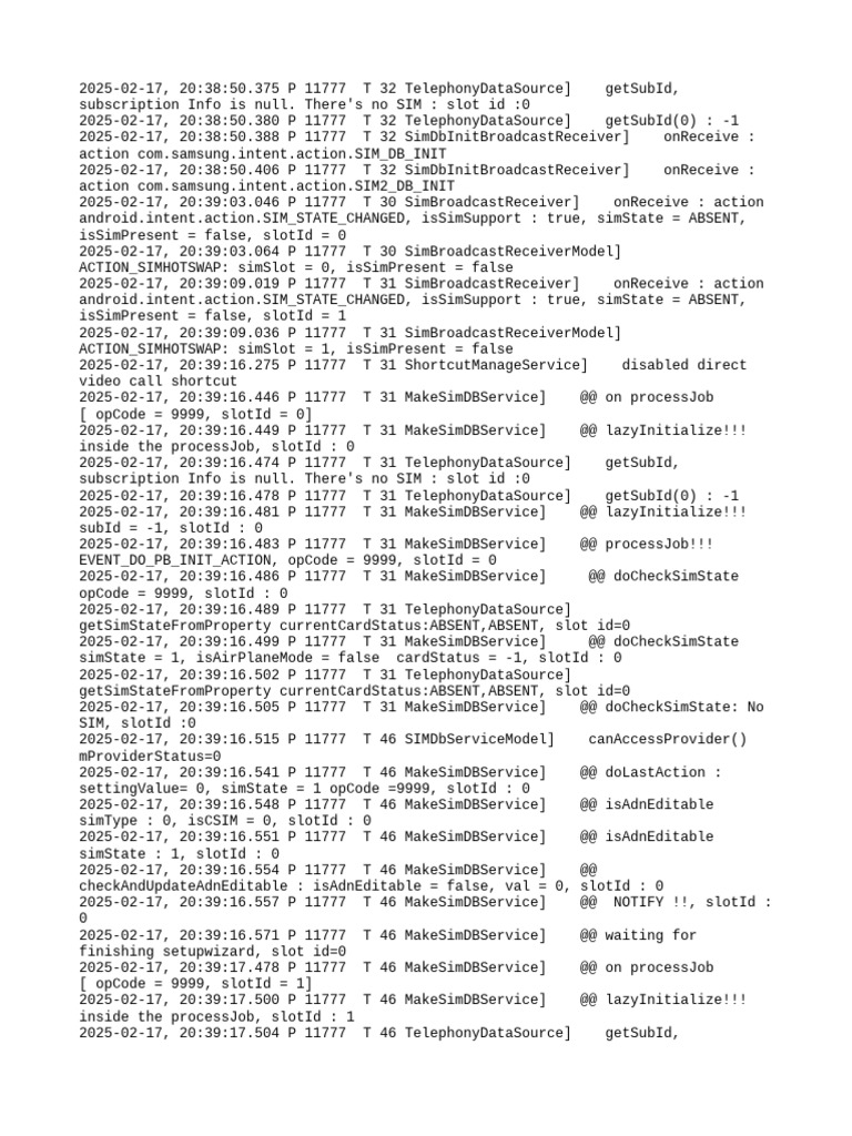 SIM State Initialization Log | PDF