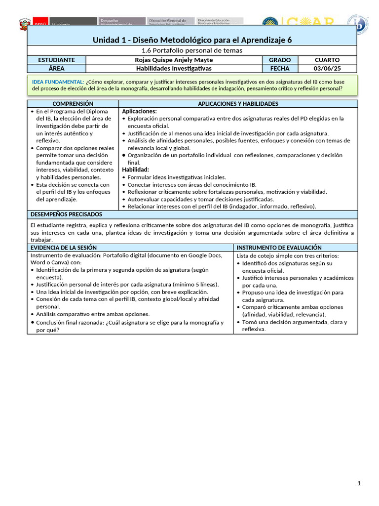 DMpA_1.6_HABILIDADES INVESTIGATIVAS | PDF | Pensamiento crítico | Pensamiento