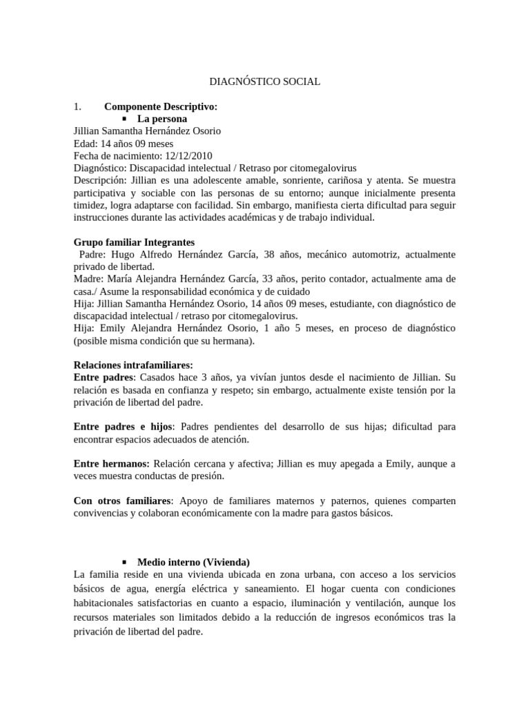 Diagnóstico Social de Jillian Hernández | PDF | Invalidez | Las emociones