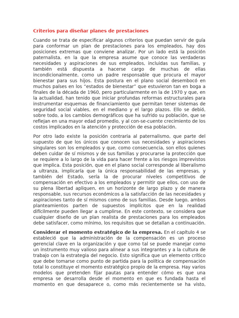 Criterios para Planes de Prestaciones Laborales | PDF | Business | México