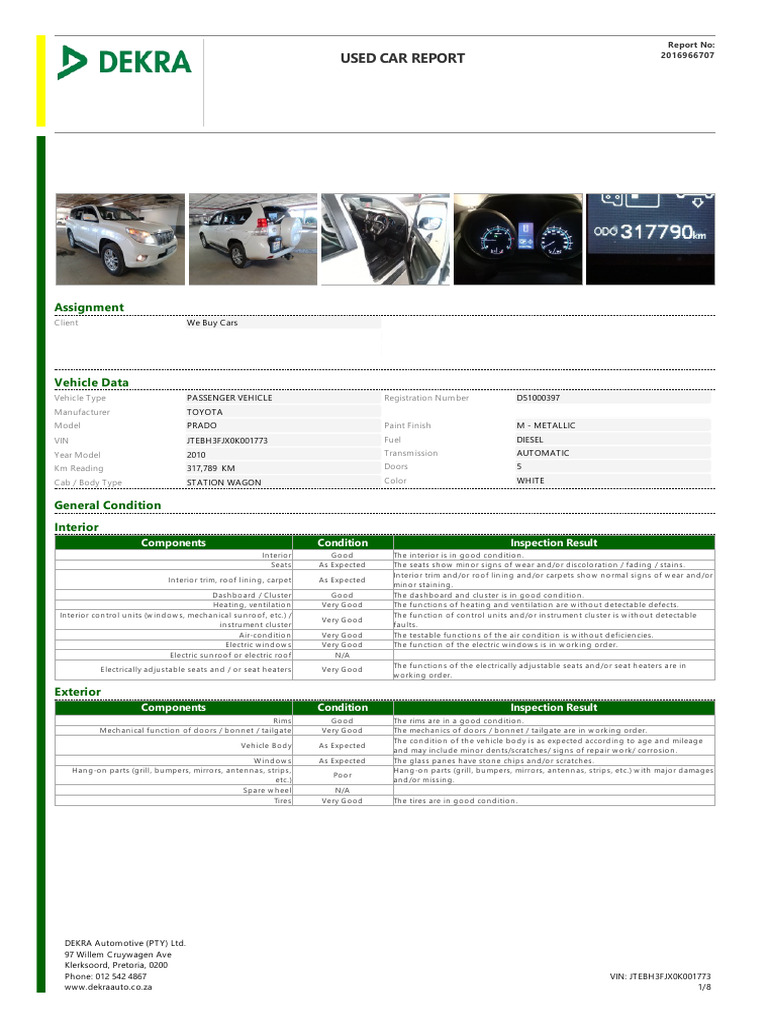 Https Webuycarssa - Blob.core - Windows.net Dekra-Reports 1632708 | PDF ...