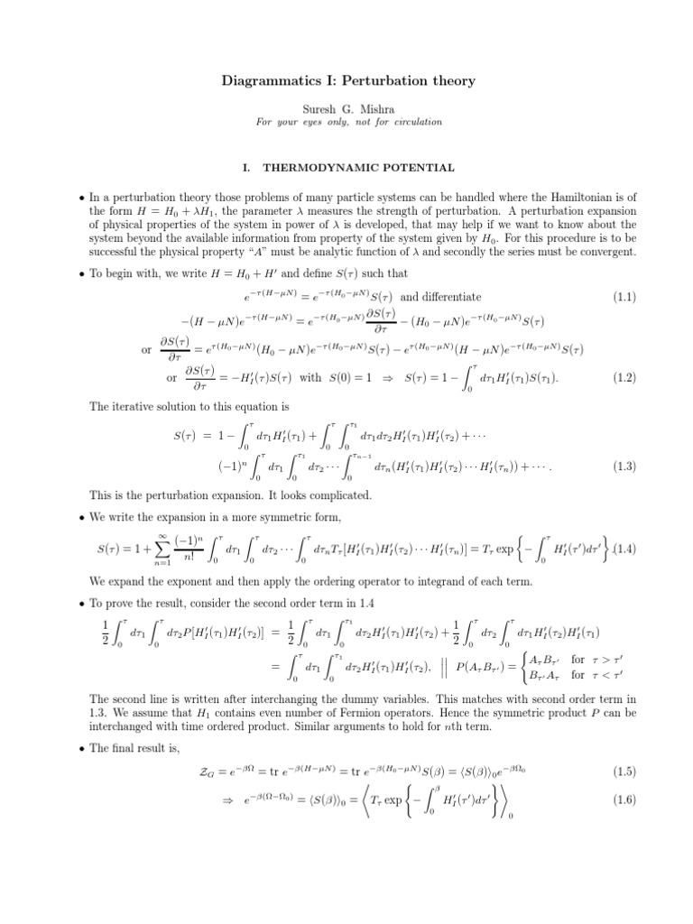 Perturbation Theory 1 | PDF | Perturbation Theory (Quantum Mechanics) | Mathematical Objects