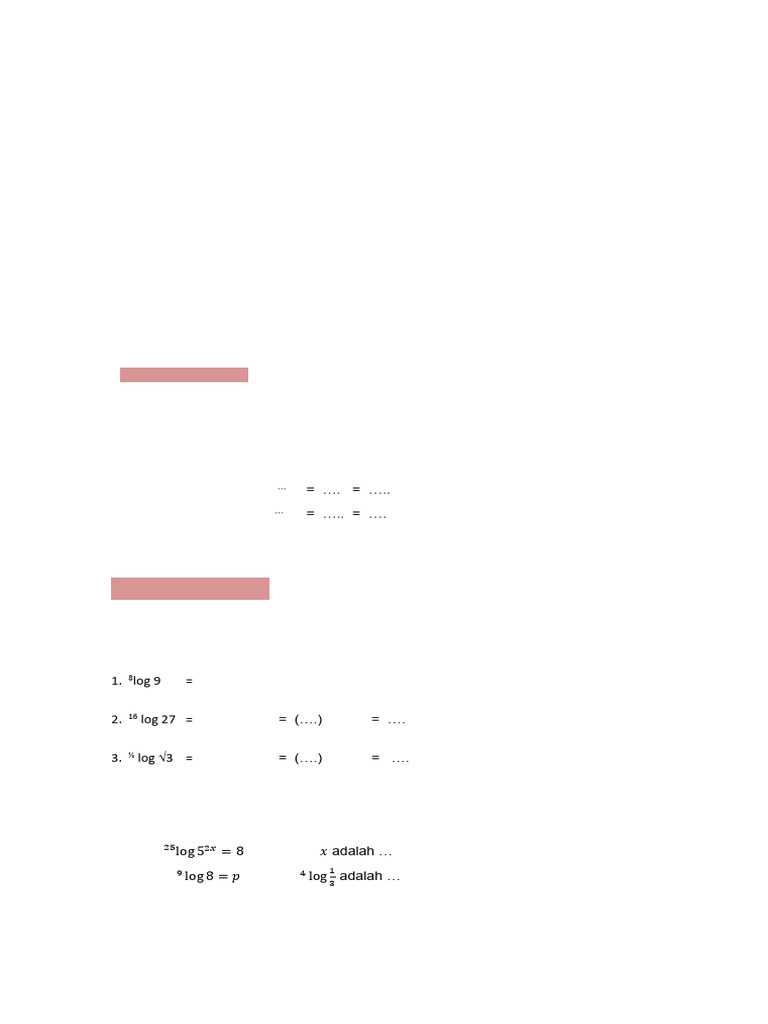 Sifat dan Contoh Logaritma Matematika | PDF